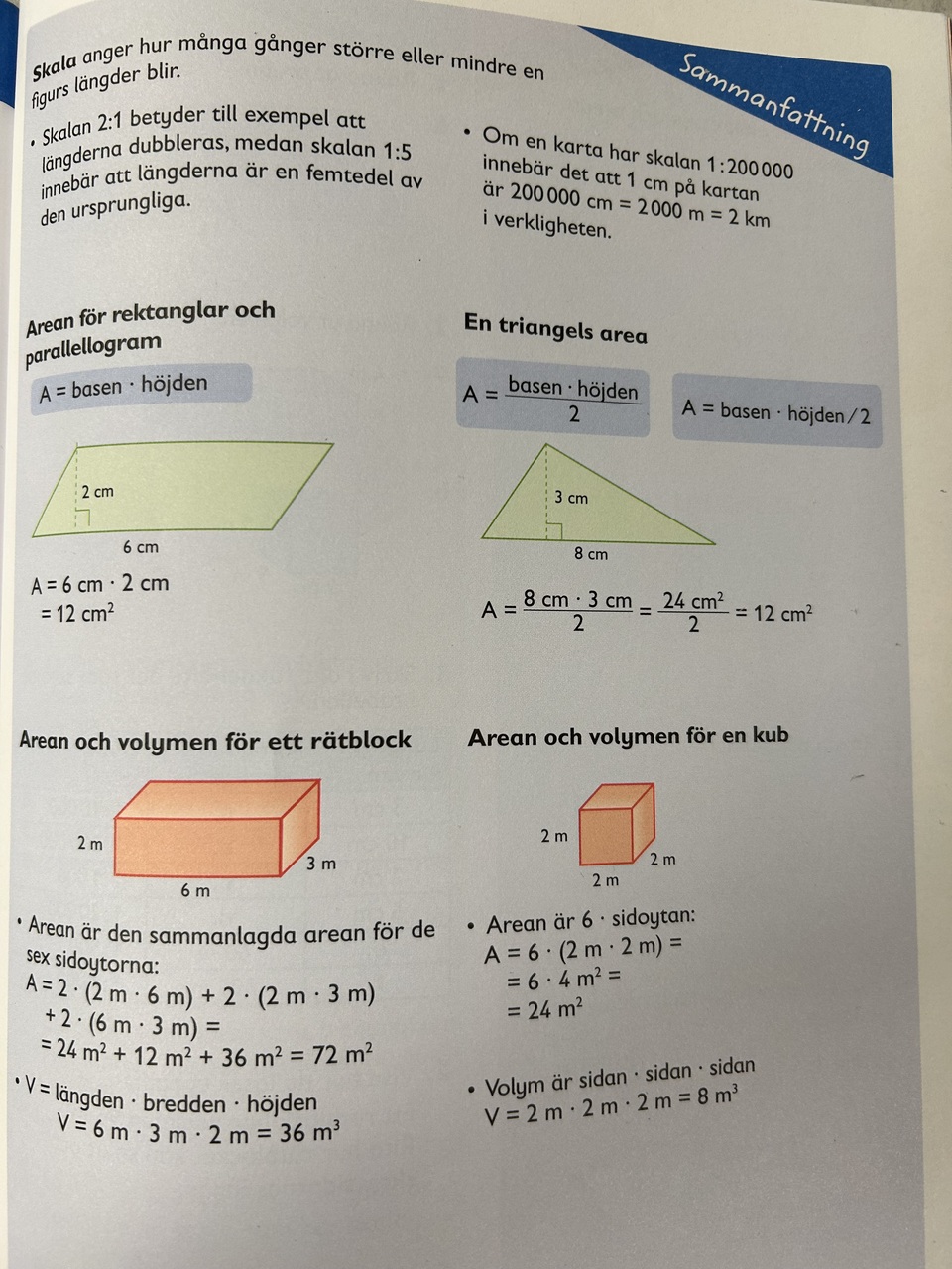 Skolbanken · Geometri: Skala - förstoring och förminskning; Area och Volym