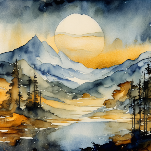 Skolbanken · Akvarell landskap