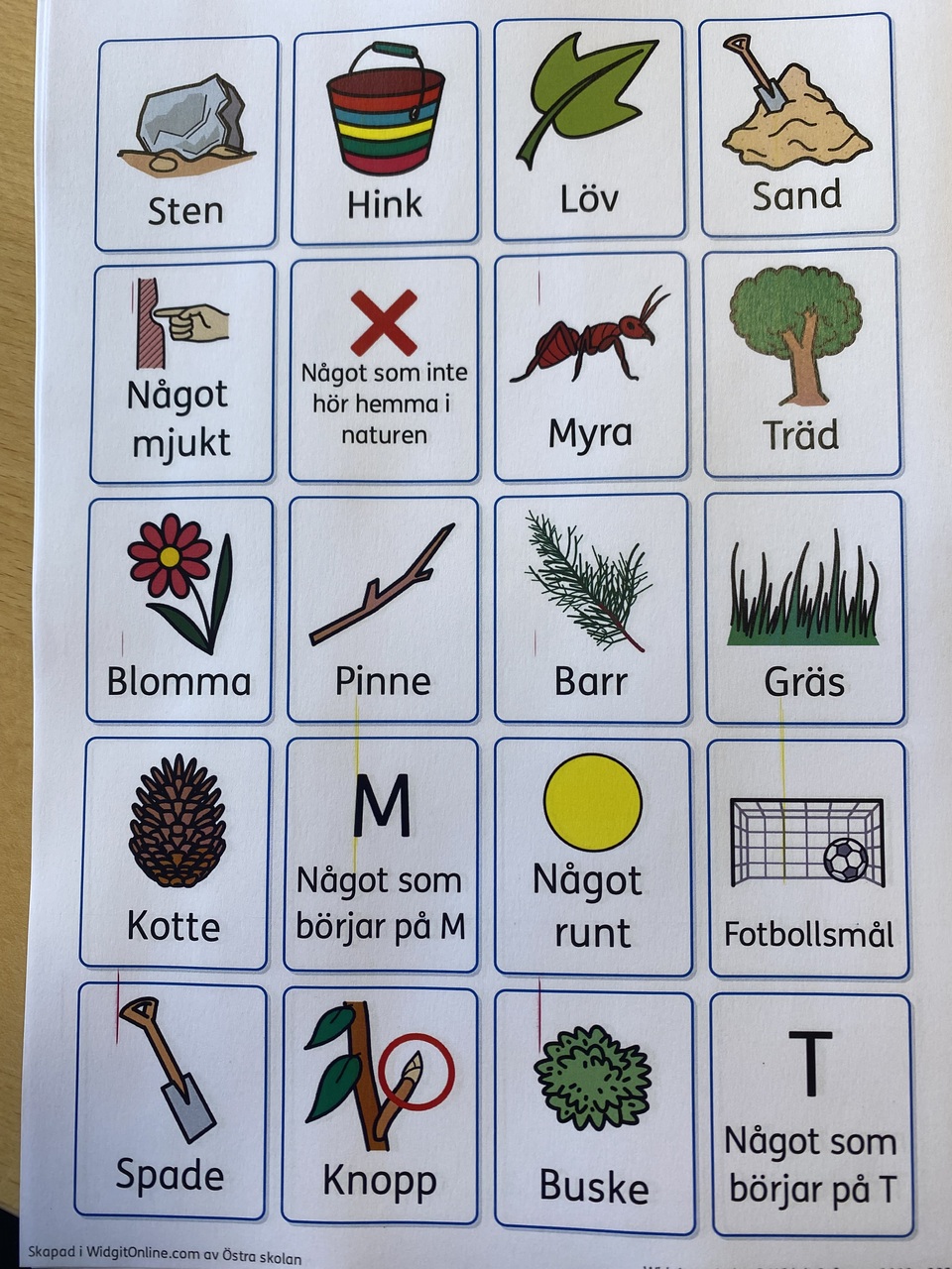 Pedagogisk planering i Skolbanken: Utomhus bingo