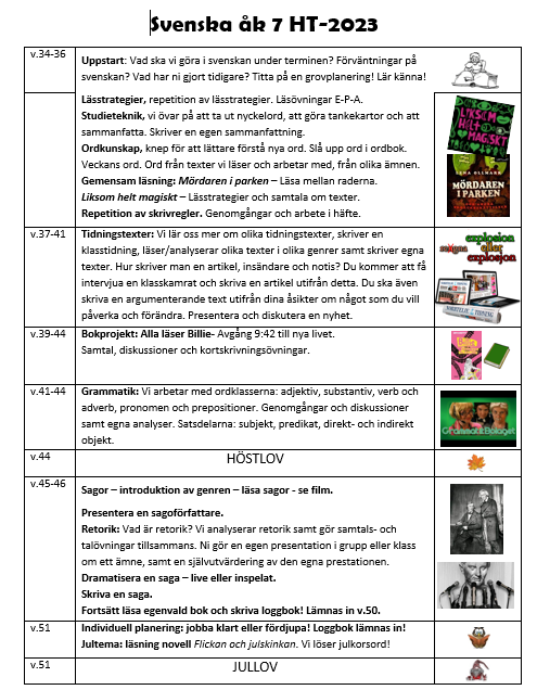 Skolbanken · Terminsplanering Svenska HT-23 åk 7