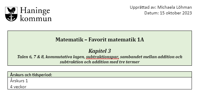 Skolbanken · Kapitel 3 - Favorit matematik 1A