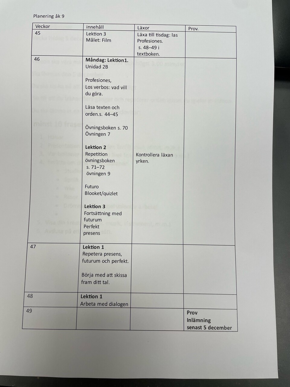 Skolbanken · Planering åk9