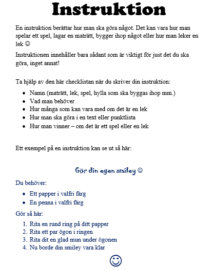 Skolbanken · Instruerande texter