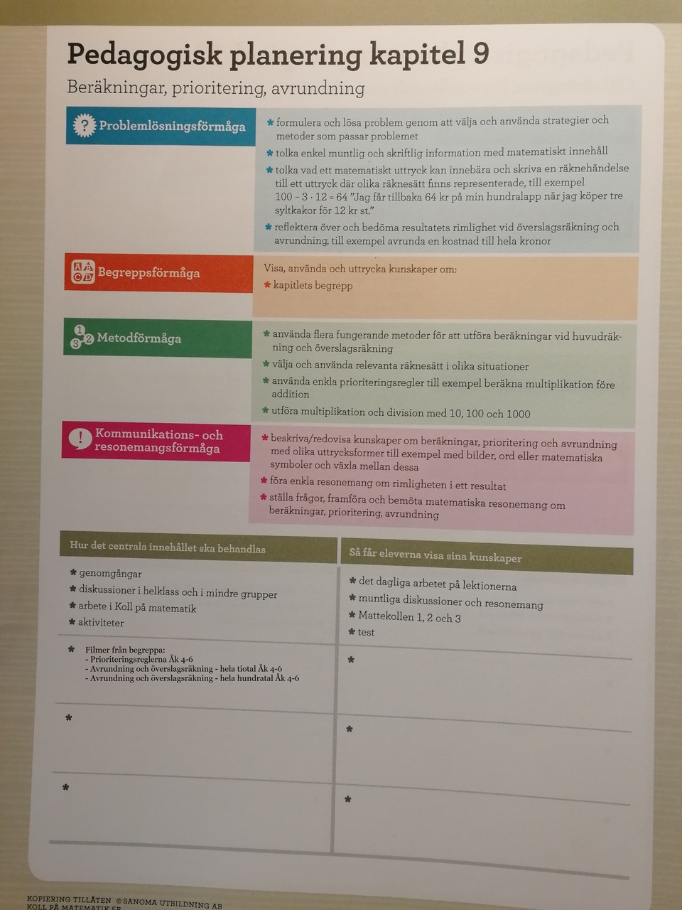 Skolbanken · Koll på matematik 5b, kap 9