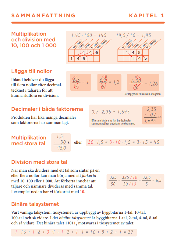 Skolbanken · Gamma kapitel 1: Taluppfattning och huvudräkning
